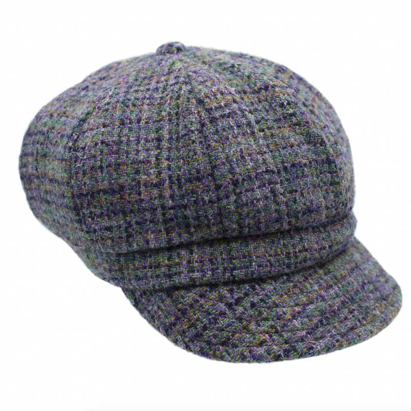 Harris tweed Ladies cap Thistle - Black Tie