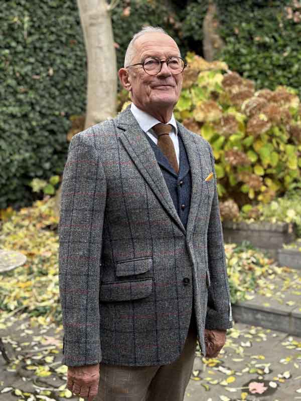 Prachtig Harris tweed colbert, bruin multi colour van Wellington