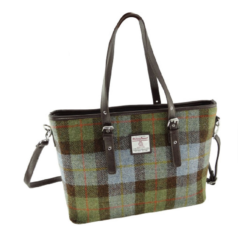 Harris Tweed 'Spey' Tote Bag' in MacLeod Tartan - Black Tie